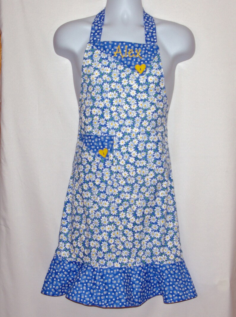 Blue Daisy Apron Retro Chic Custom Personalized Grandparent | Etsy