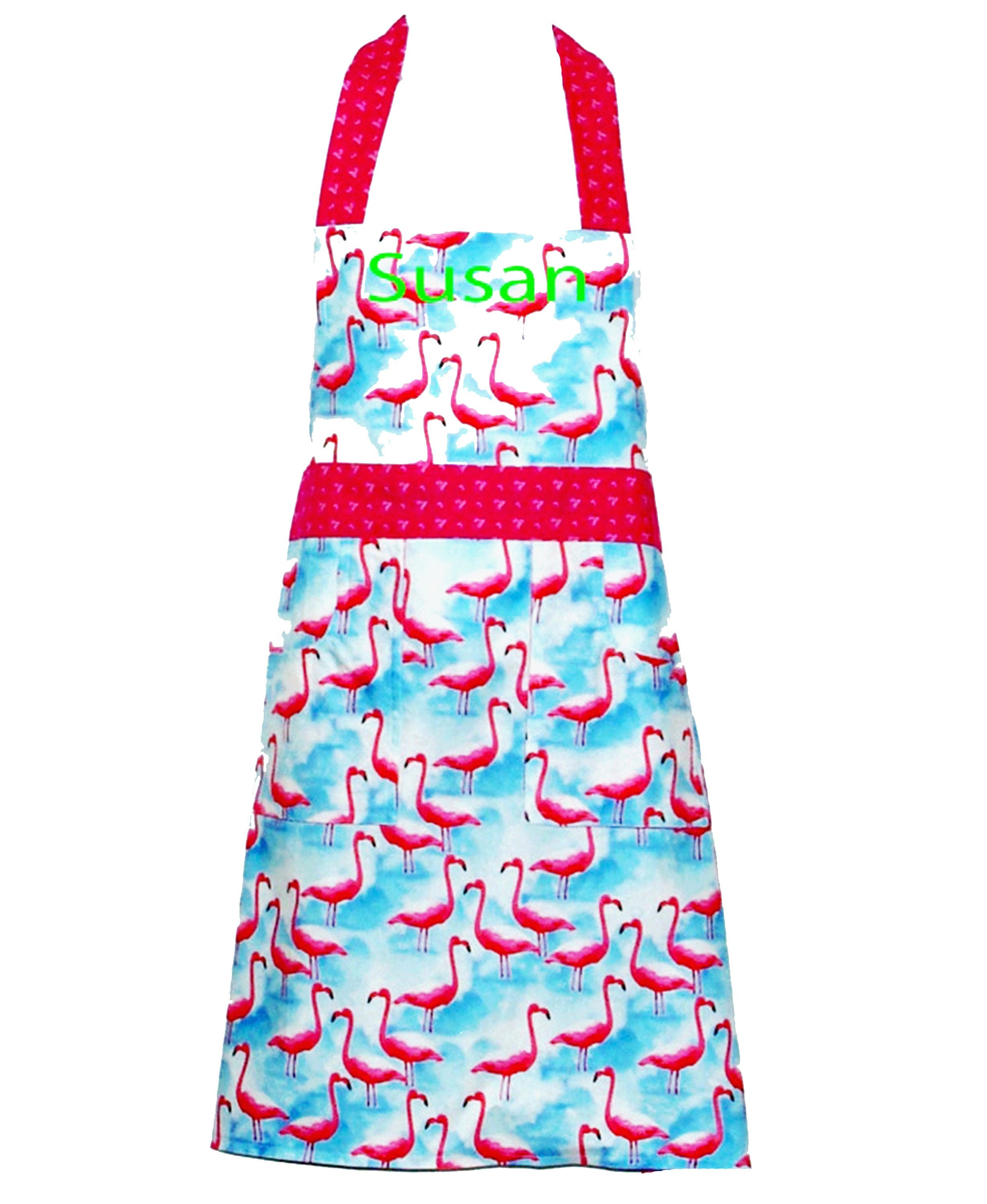 Pink Flamingo Full Bib Apron Custom Personalize Birthday Gift - Etsy