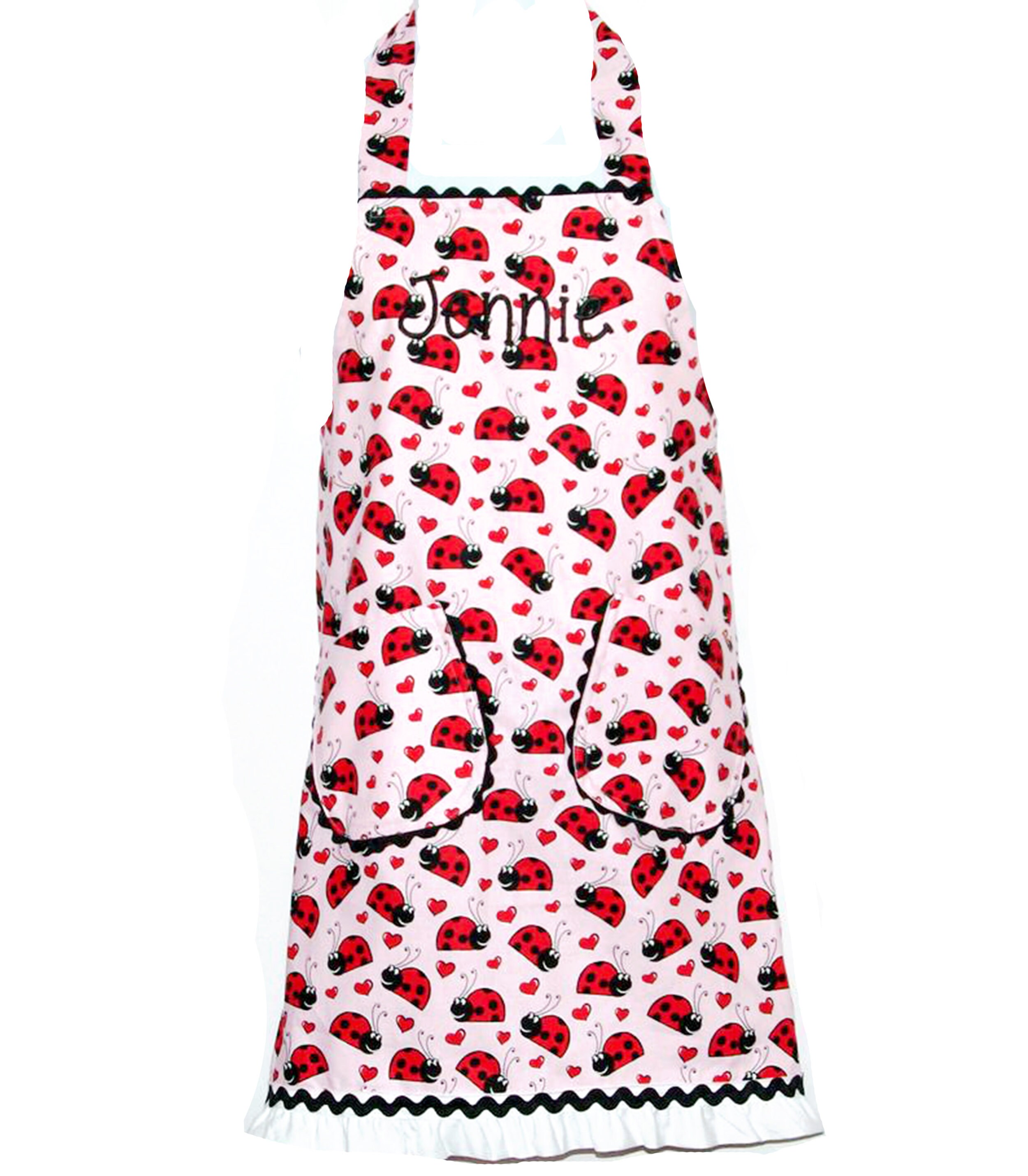 Ladybug Apron Pink Full Bib Regular Long Ruffle Adult - Etsy