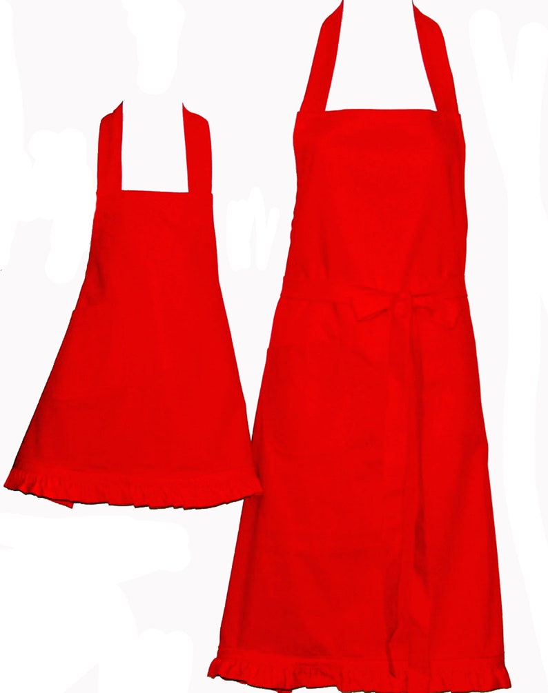 Matching Red Aprons Mommy Daughter Little Girl Nana - Etsy