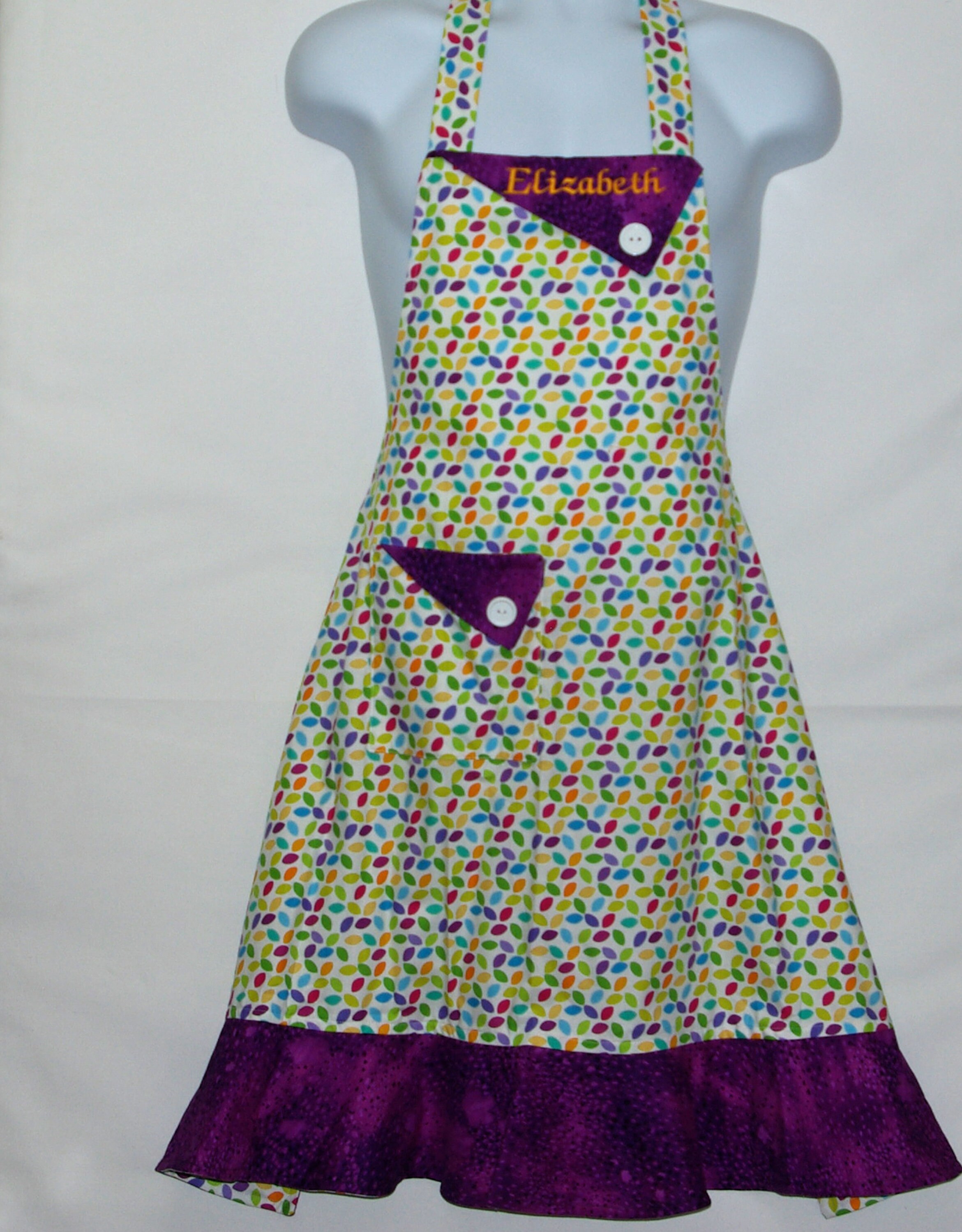 Purple Apron Chic Cute Full Long Bib Apron Pretty Ladies | Etsy