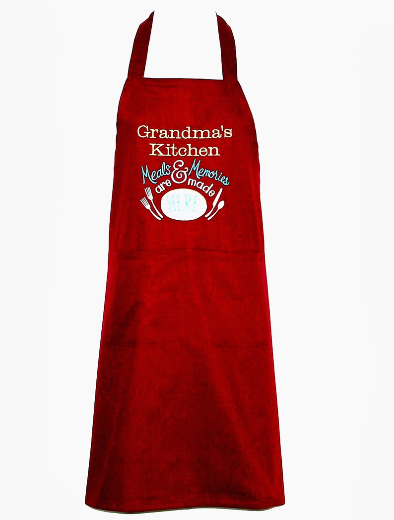 Oma Kitchen Apron Meals and Memories Custom Grandparent | Etsy