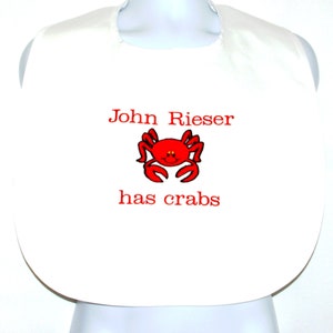 Has Crabs, Funny Adult Bib With Crab, Pubic Lice, Birthday Party Gag ...