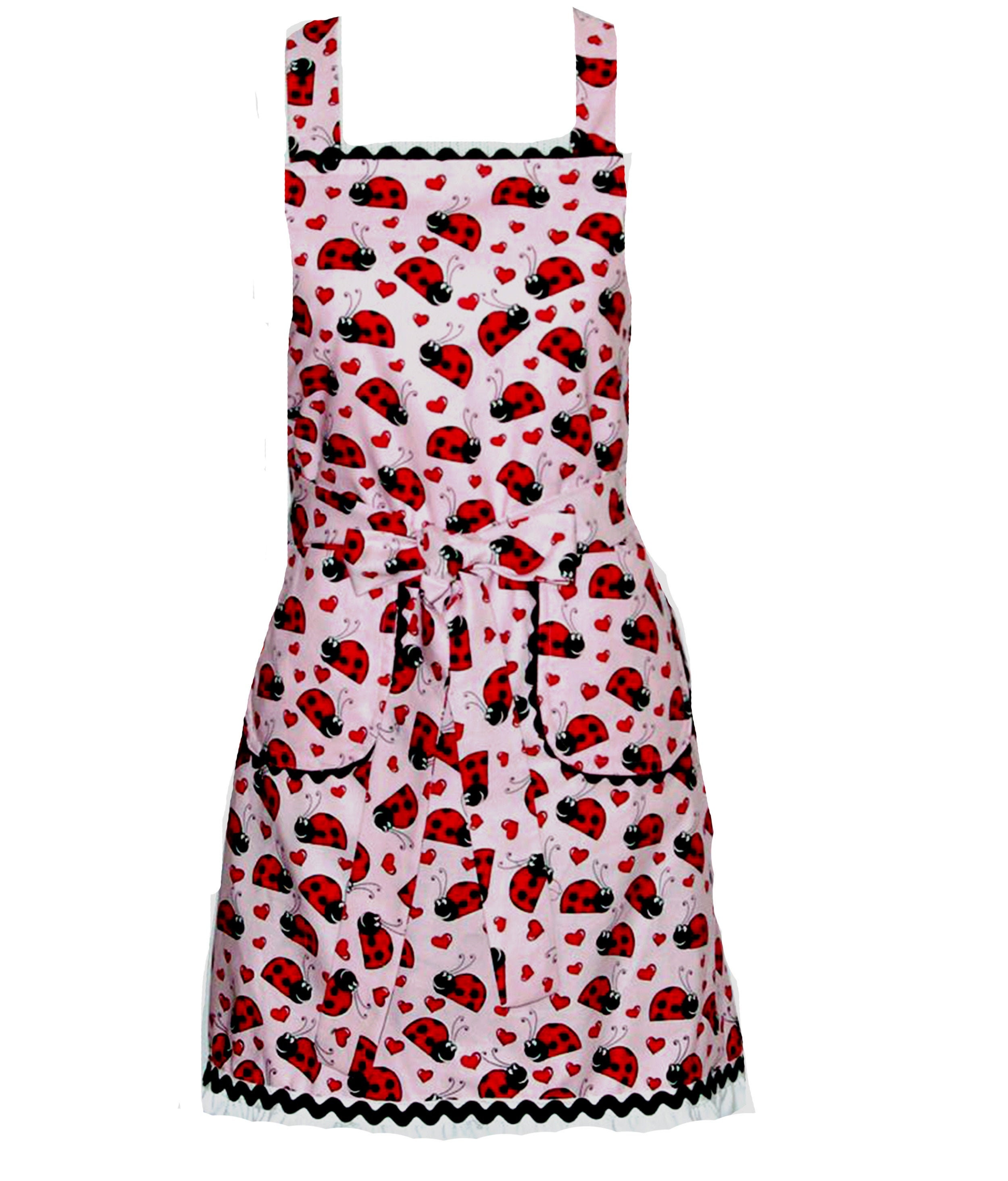 Ladybug Apron Pink Full Bib Regular Long Ruffle Adult | Etsy