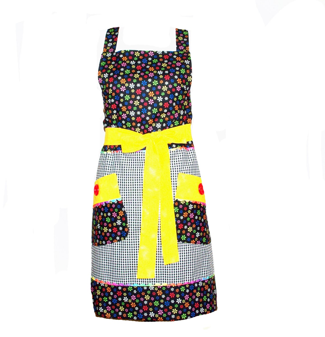 Black Ladies Apron Beautiful Floral Unusual Trendy Custom - Etsy