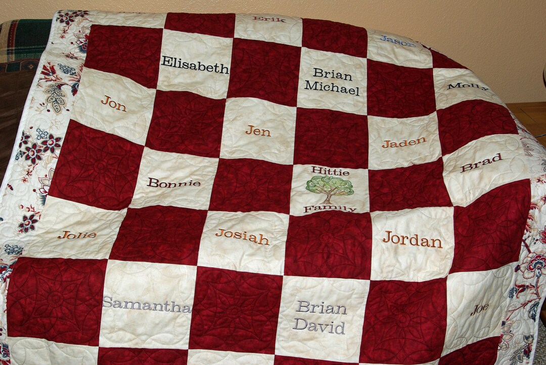 Family Tree Quilted Throw, Custom Grandparent Birthday, Anniversary ...