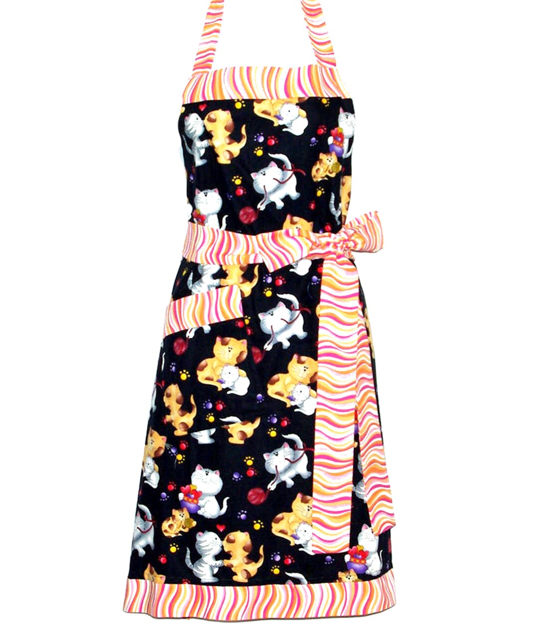 Cat Apron, Full Size Black With Kitten, Custom Birthday Gift for Cat ...