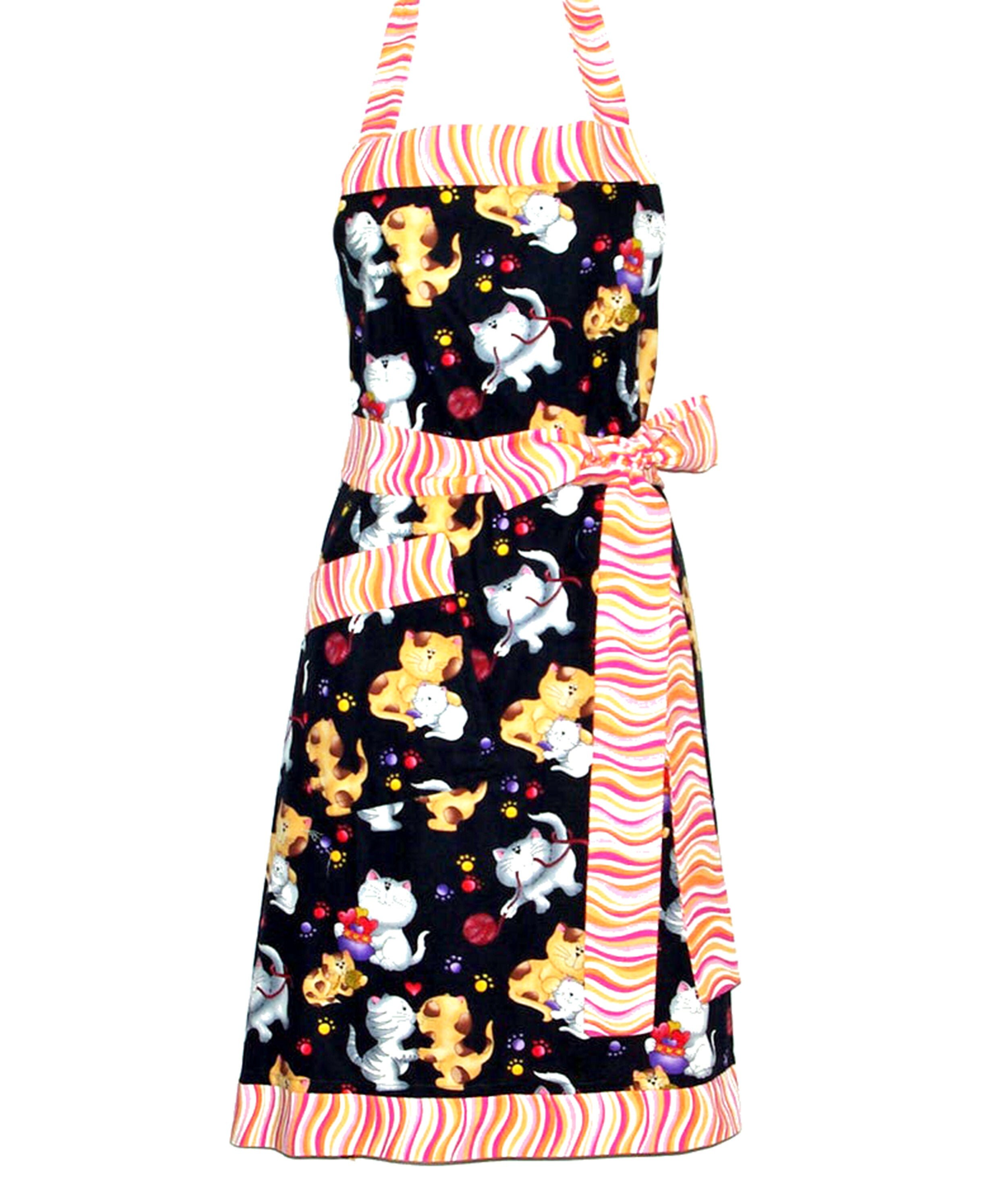 Cat Apron Full Size Black With Kitten Custom Birthday Gift | Etsy