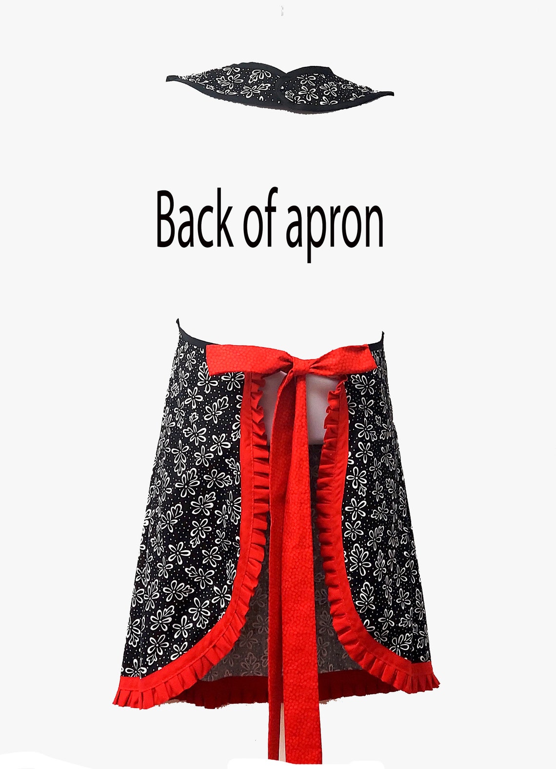 Black Red Ruffle Apron, Pretty, Cute, Lades, Teen Apron With Pocket ...