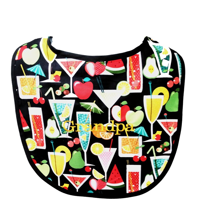 Funny Cocktail Liquor Adult Bib, Custom Personalized With Name ...