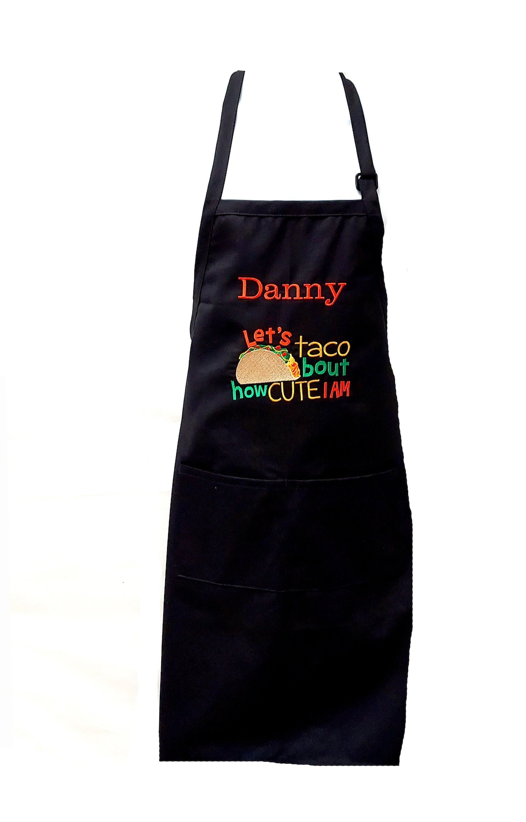 Funny Taco Apron, Taco Tuesday, Cute, Black, Cotton Gift, Full Long Bib ...