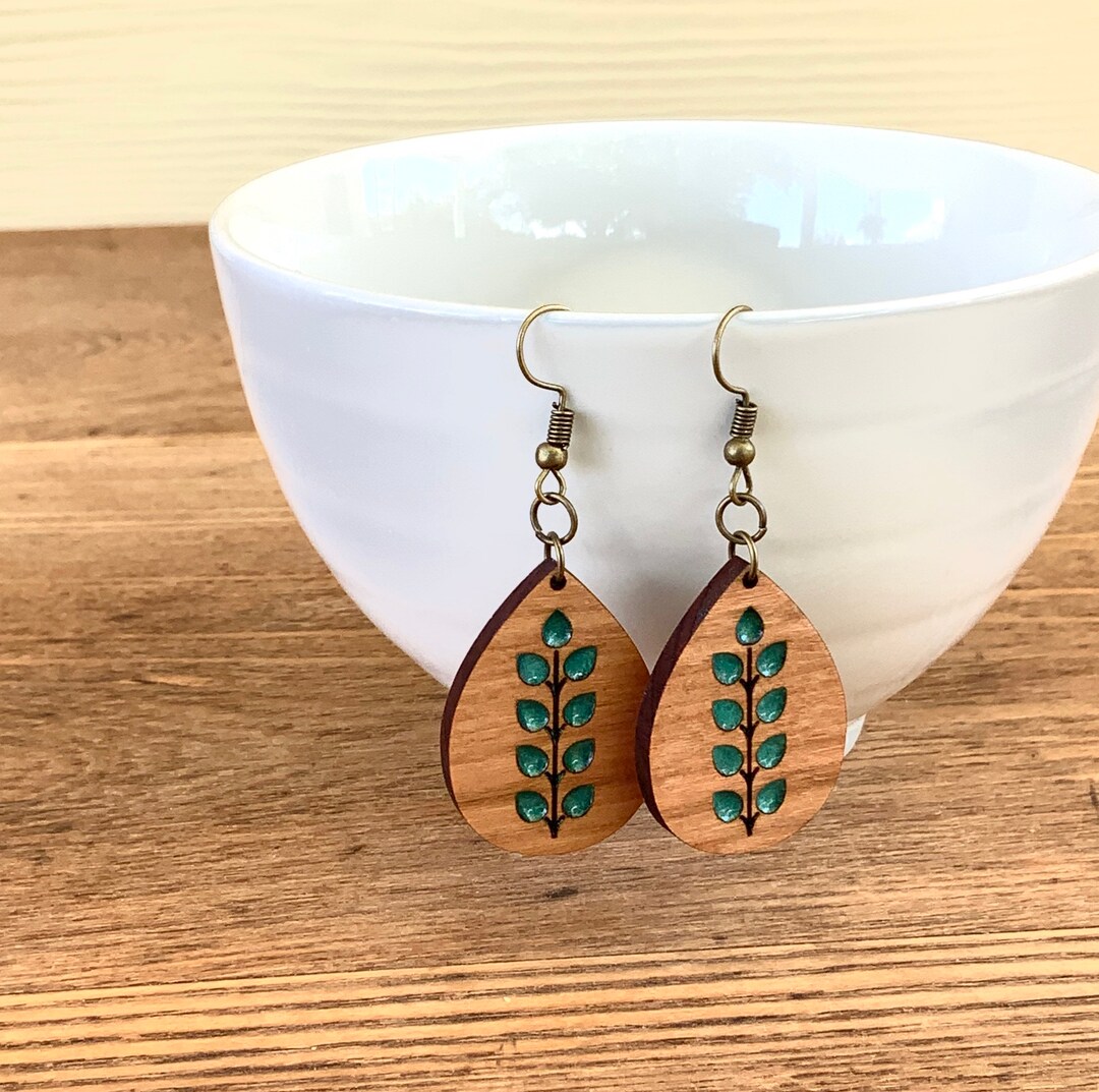 Wooden Resin Earrings, Epoxy Resin Dangle Earrings, Wooden Epoxy ...