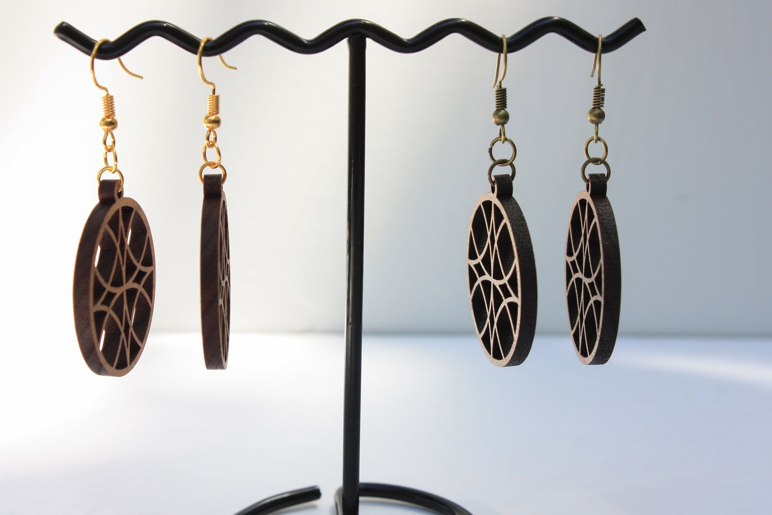 Wooden Round Laser Cut Earrings Handmade Wooden Earrings Round Wooden ...