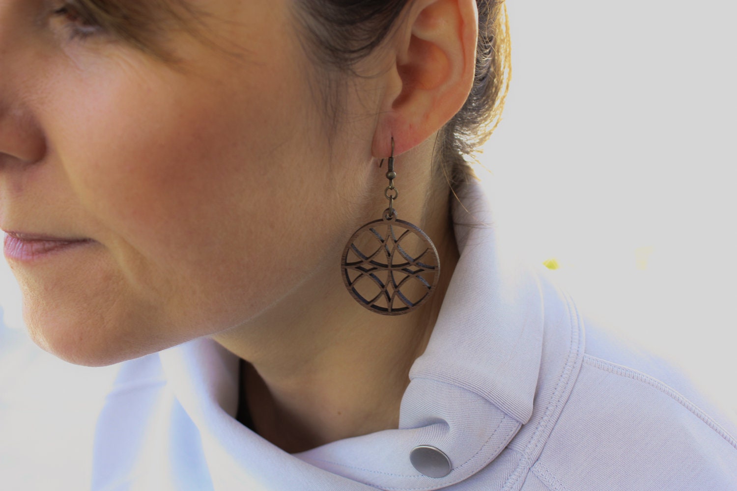 Wooden Round Laser Cut Earrings Handmade Wooden Earrings Round Wooden ...