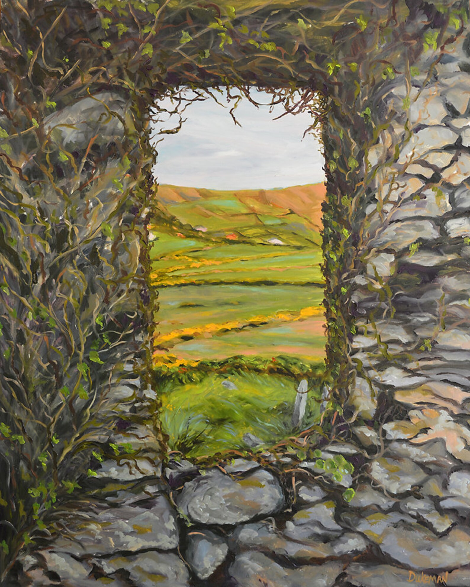 Irish Countryside Painting, Stone Ruins, Allihies Ireland, Margaret ...