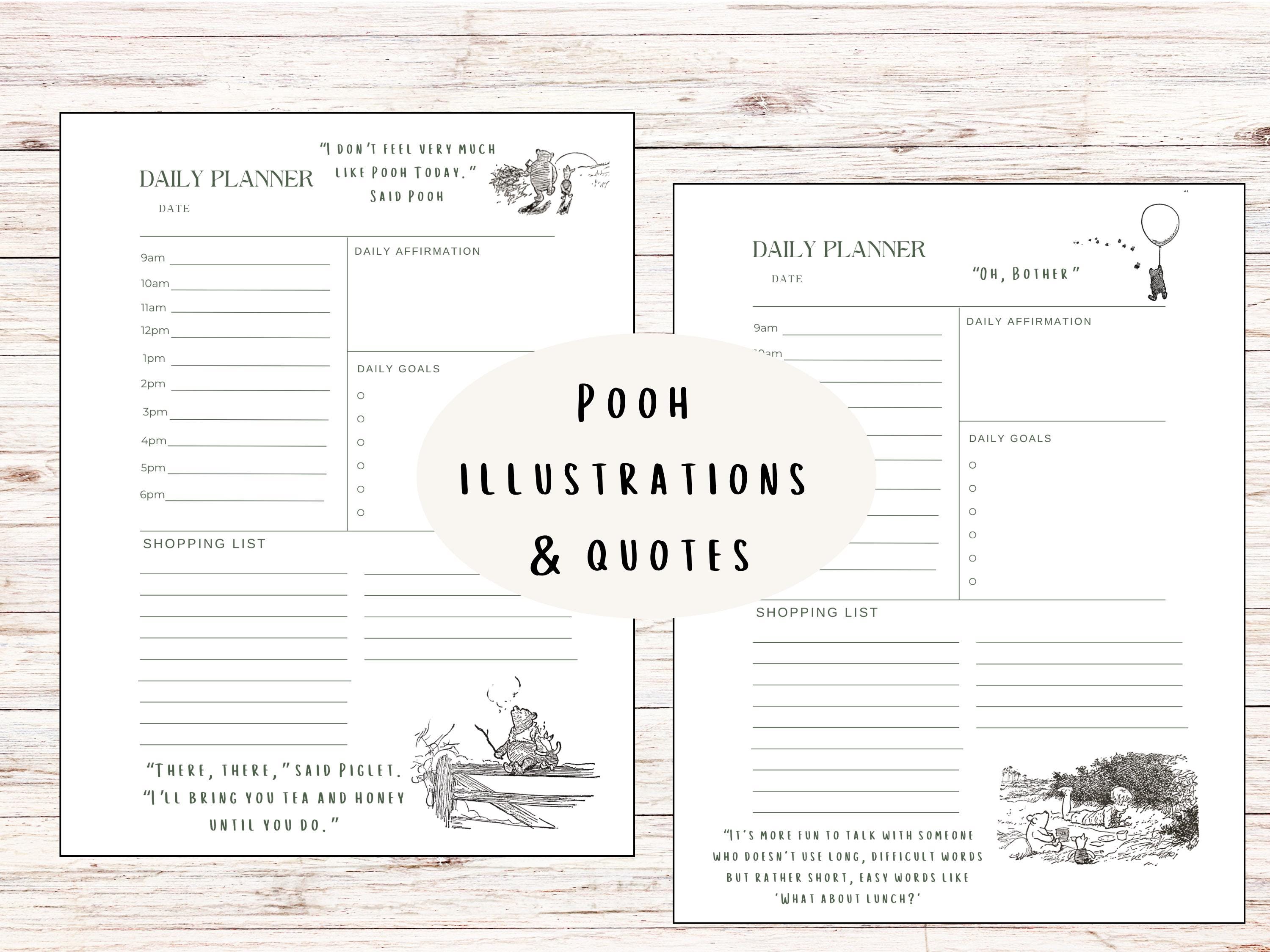 Winnie the Pooh Printable Planners- Pooh Weekly Planner-pooh Daily ...