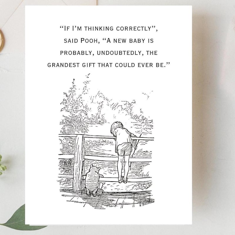 New Baby Card Pooh Bear - Etsy