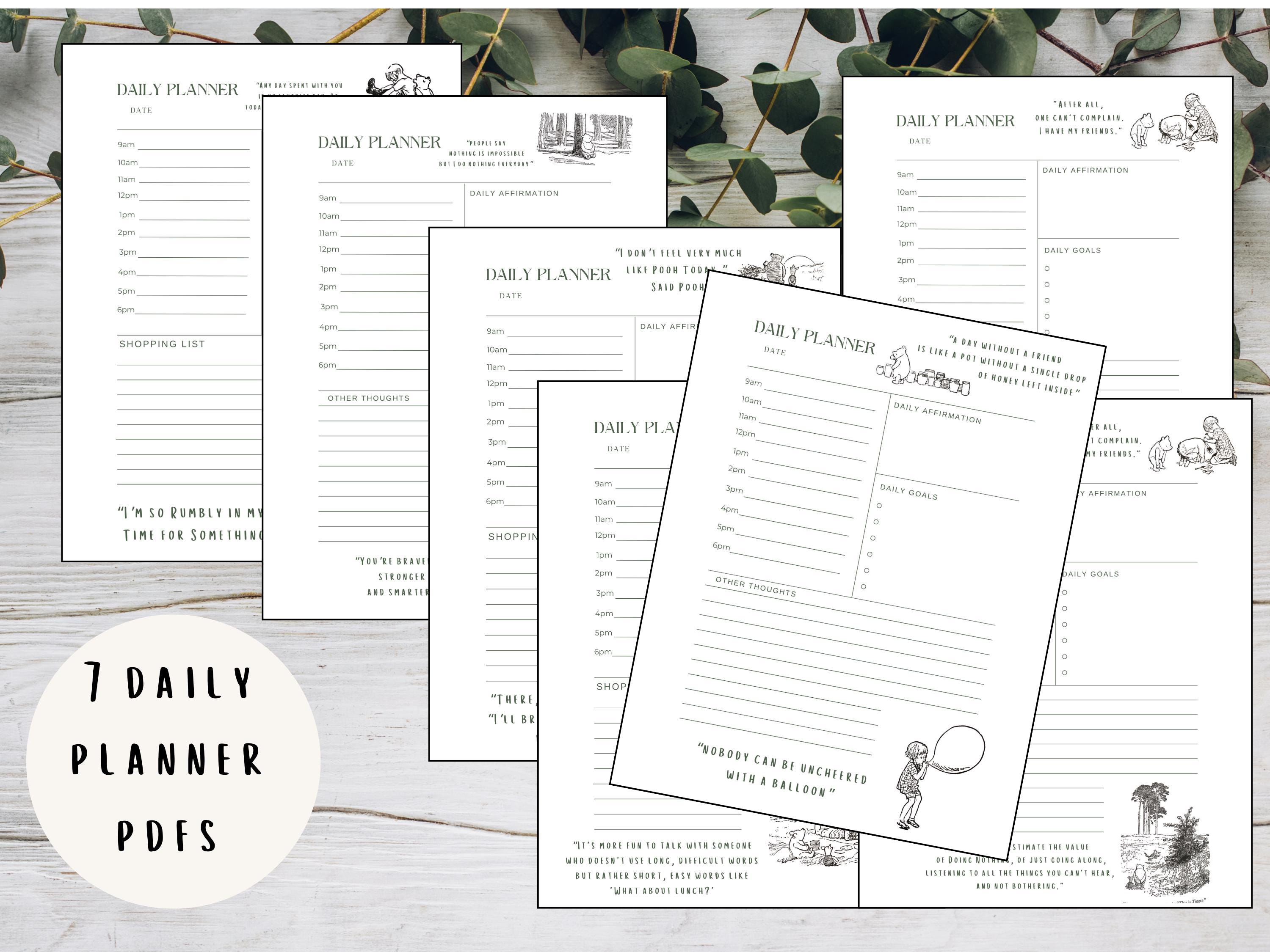 Winnie the Pooh Printable Planners- Pooh Weekly Planner-pooh Daily ...