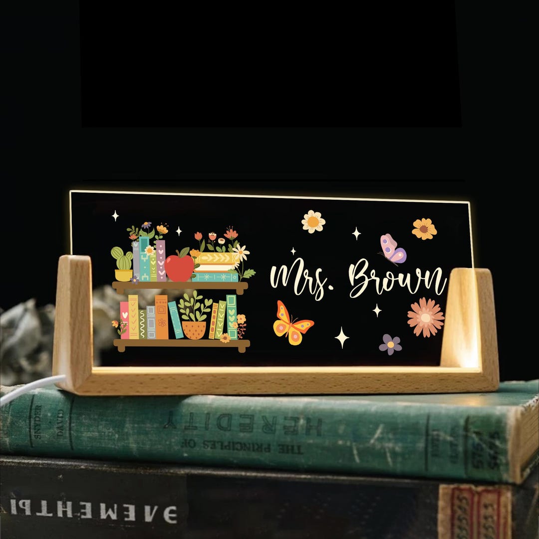 Personalized Teacher Desk Name Plaque, Teacher Acrylic Name Sign ...