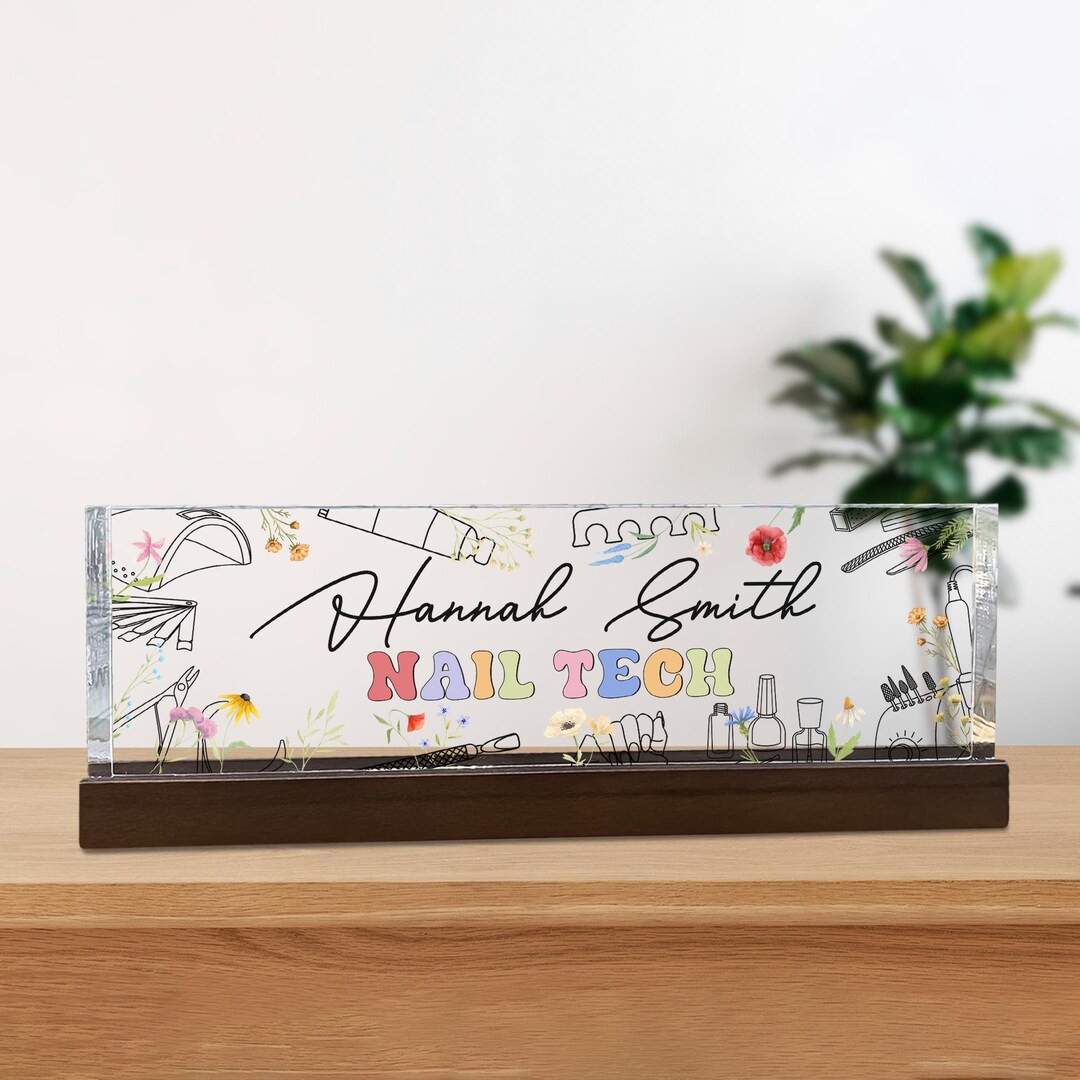 Personalized Nail Tech Desk Name Plate, Nail Artist Gift, Nail Salon ...