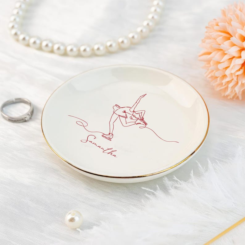 Personalized Ice Skate Ring Dish, Custom Ice Skater Jewelry Tray ...