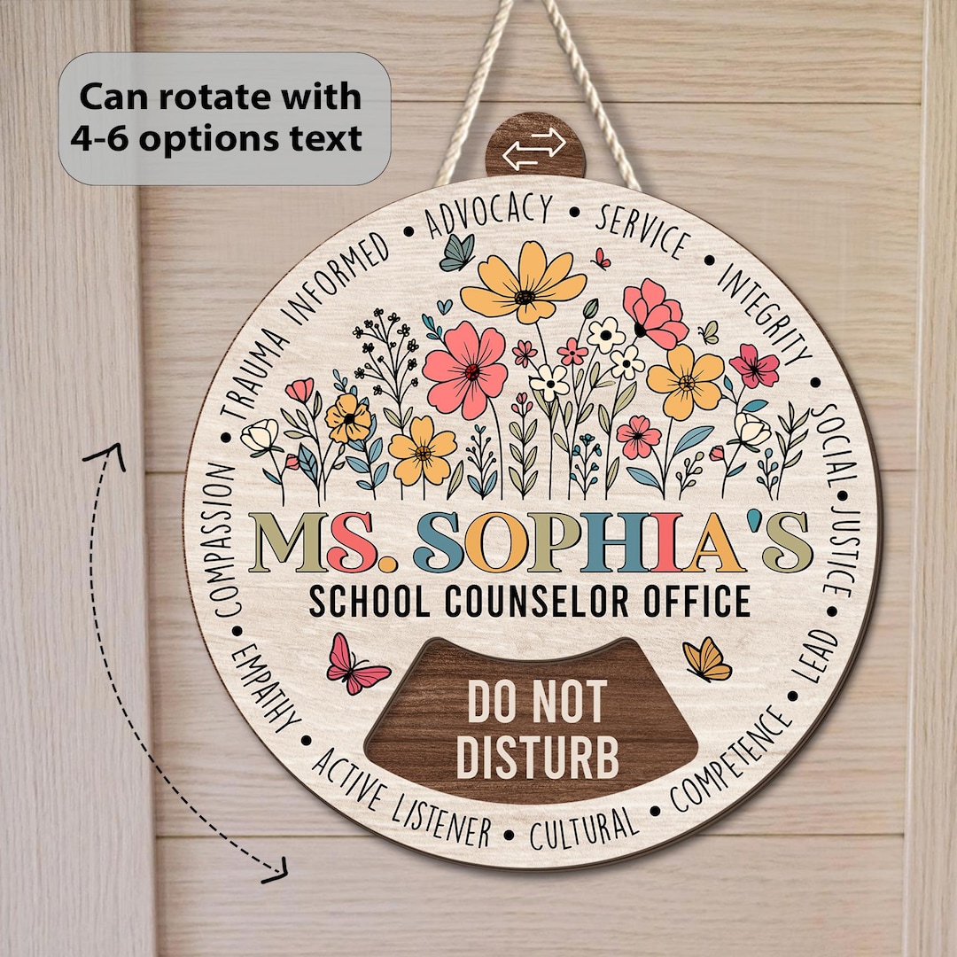 Personalized School Counselor Door Sign, Custom Rotating Sign for ...