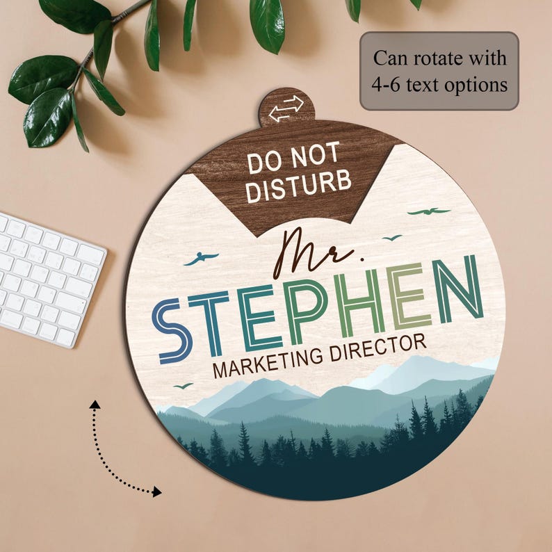 Personalized Rotating Office Door Sign, Spinning Name Door Hanging ...