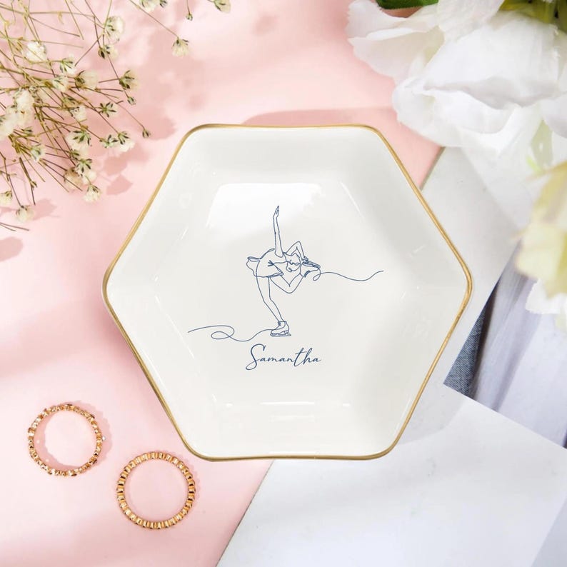 Personalized Ice Skate Ring Dish, Custom Ice Skater Jewelry Tray ...