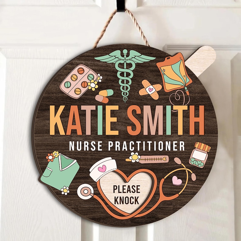 Personalized Rotating Nurse Door Name Sign, Nurse Practitioner Gift ...