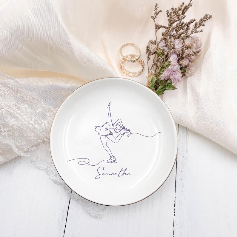 Personalized Ice Skate Ring Dish, Custom Ice Skater Jewelry Tray ...