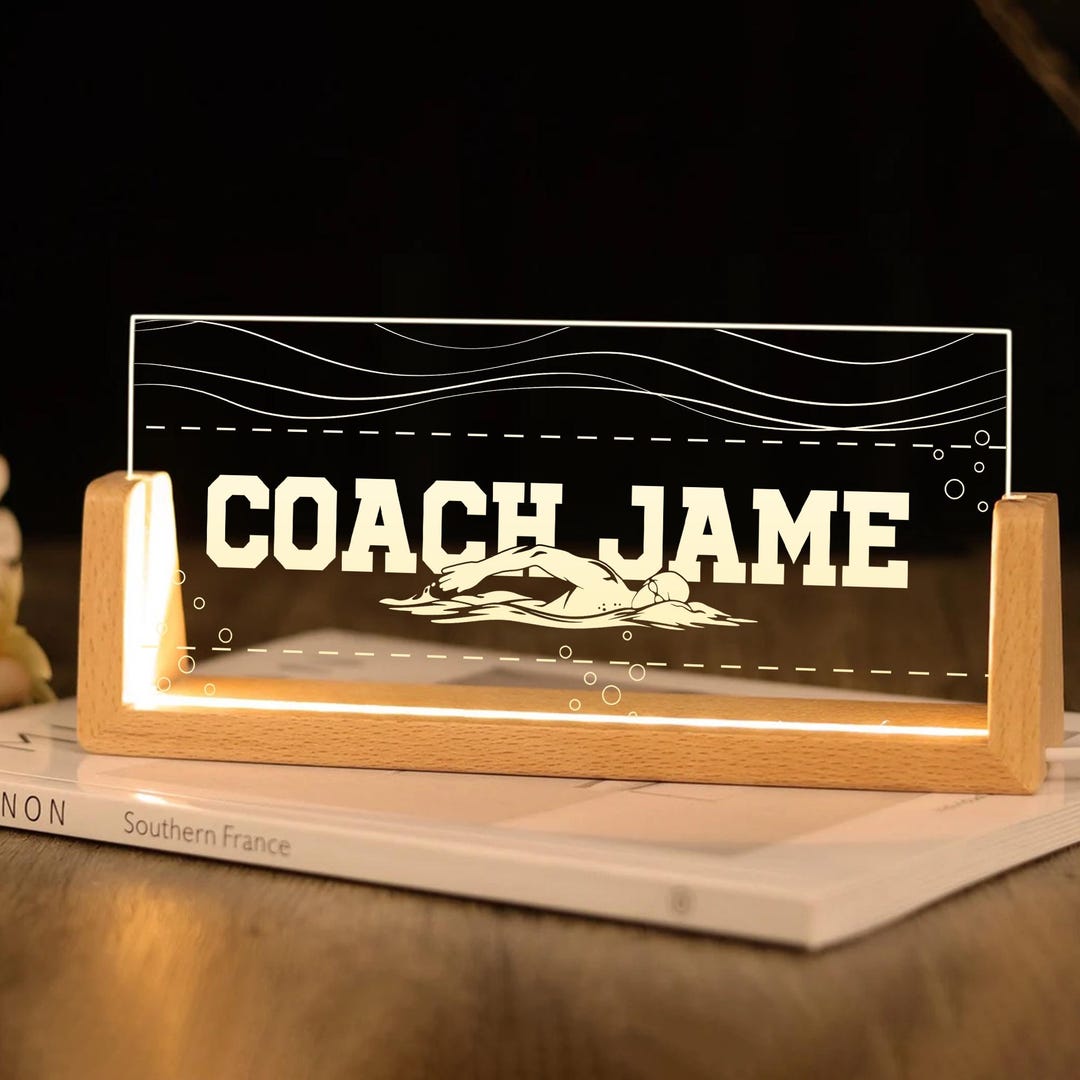 Personalized Swimming Coach Desk Name Plate, Swim Coach Gift, Swim Team ...