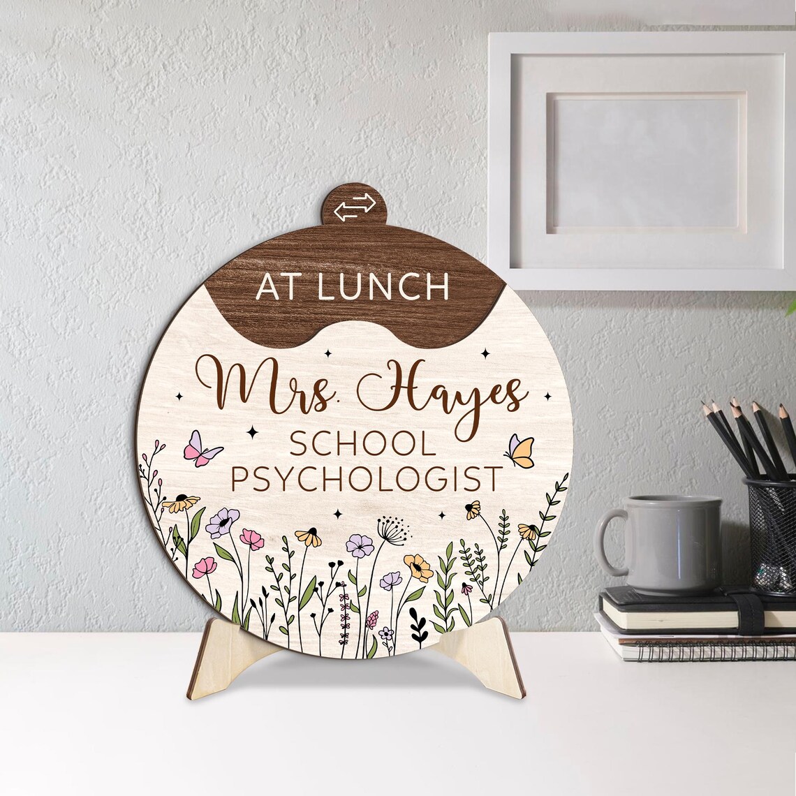 Personalized Rotating Teacher Door Sign, Spinning Teacher Hanging Sign ...