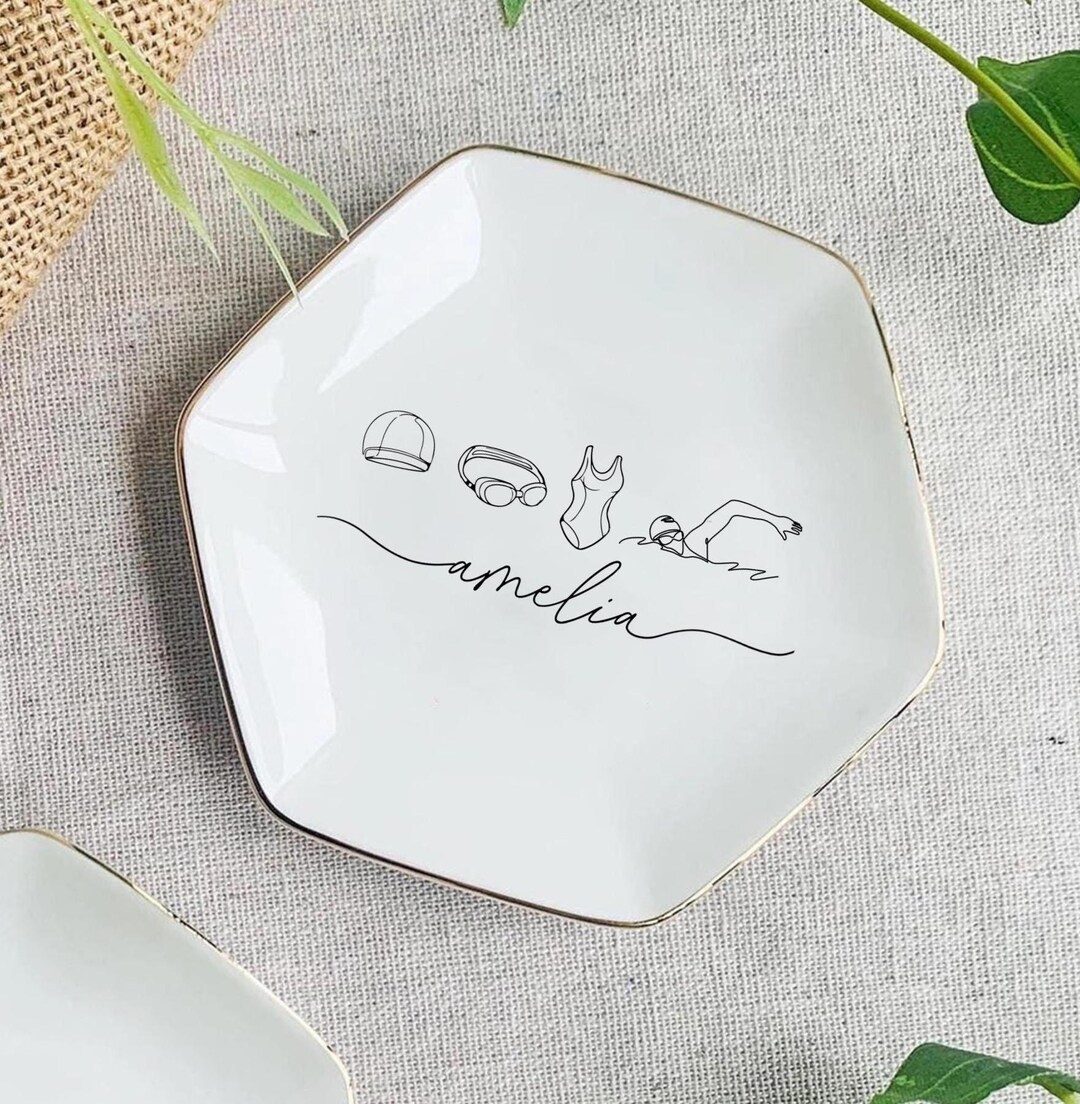 Personalized Swimmer Jewelry Dish, Custom Swim Coach Desk Decor With ...