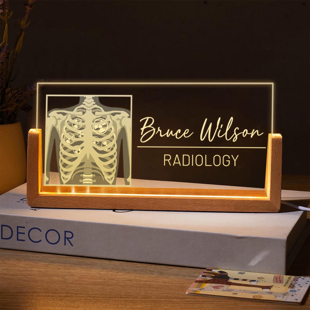 Personalized Radiology Desk Name Plate, Rad Tech Gift, Skeleton ...