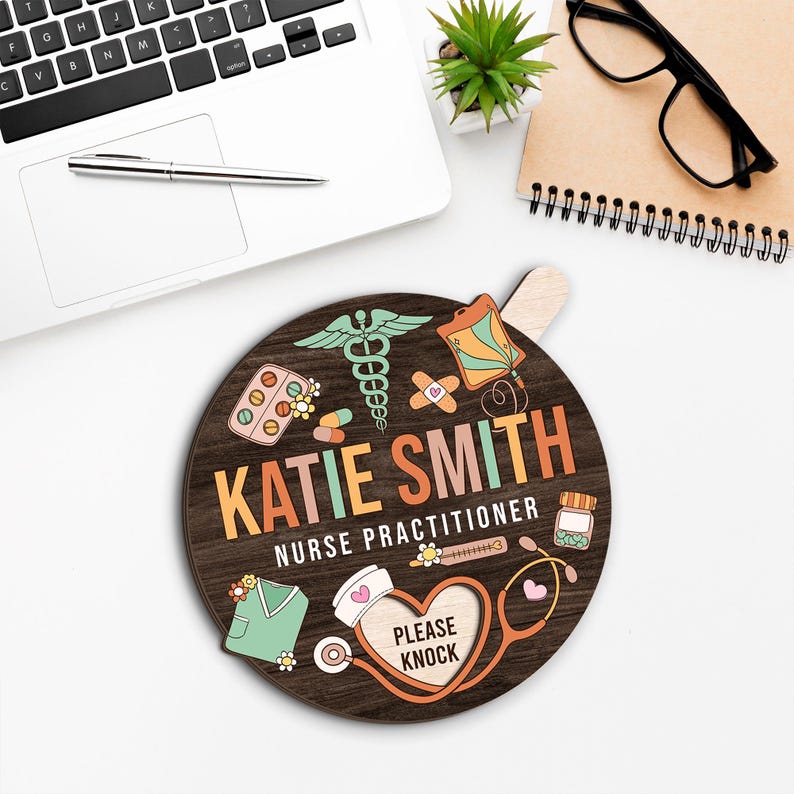 Personalized Rotating Nurse Door Name Sign, Nurse Practitioner Gift ...