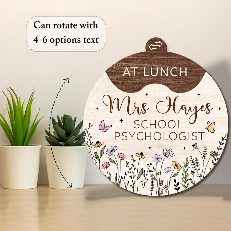 Personalized Rotating Teacher Door Sign, Spinning Teacher Hanging Sign ...