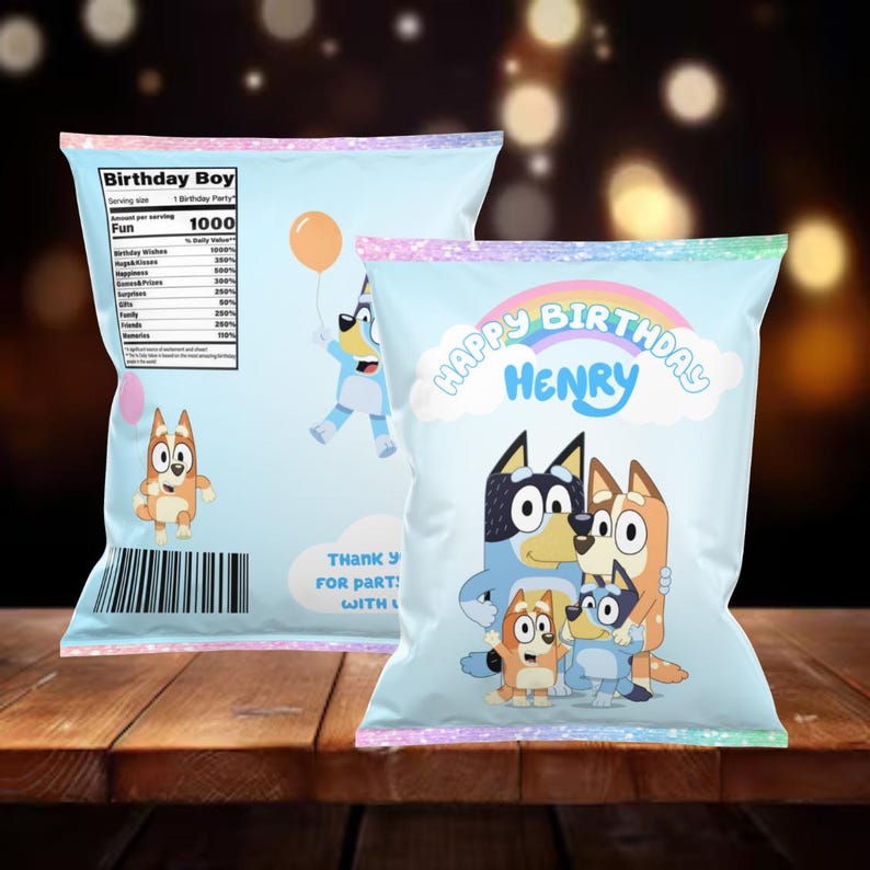 Bluey Party Chip Bag - Custom Chip Bag - Printable Treat Bag - Digital ...