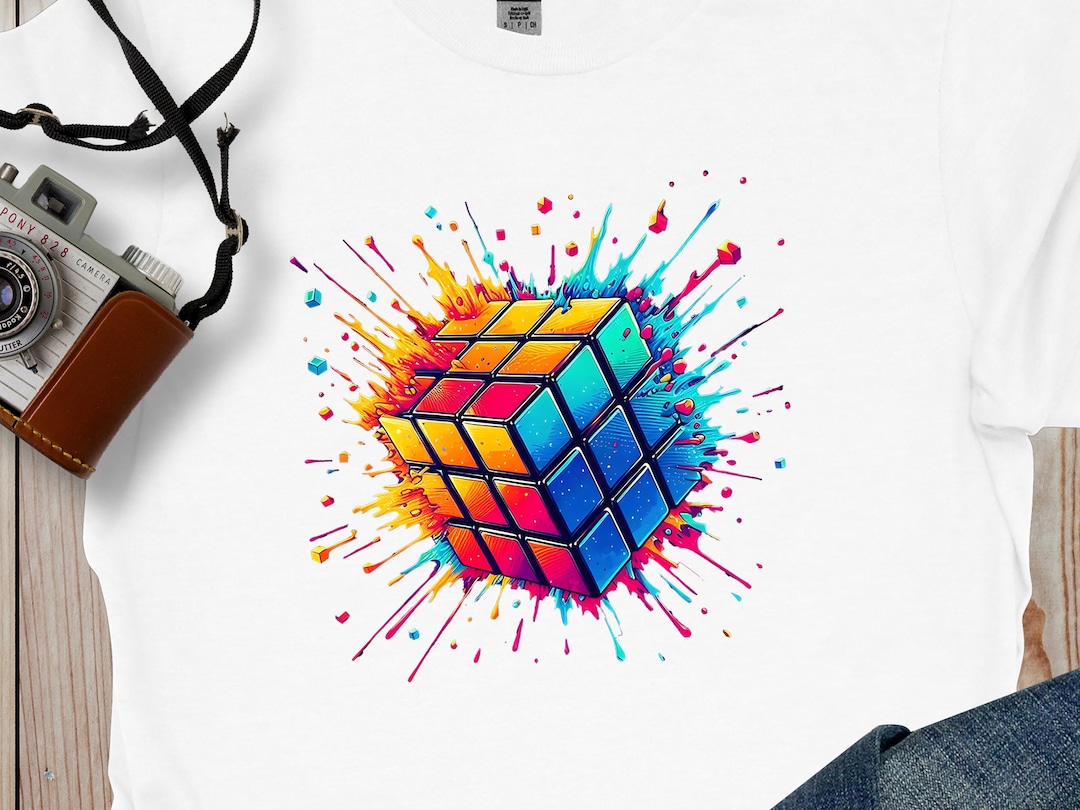 Exploding Rubik's Cube T-shirt: Retro 80s Vaporwave Graphic Tee - Etsy