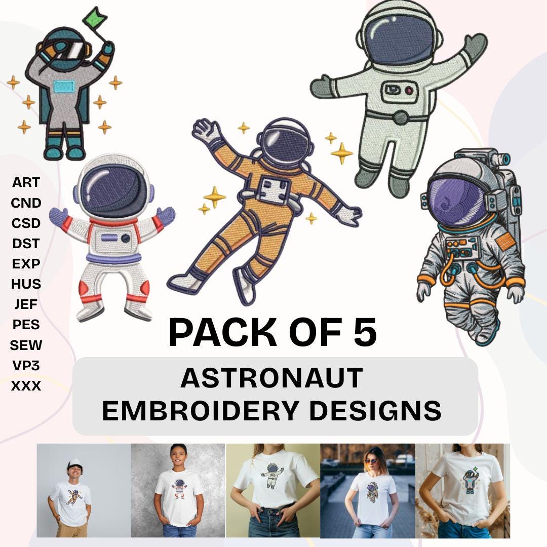 Astronaut Embroidery Design: Floating, Dabbing, Space Suit (instant ...