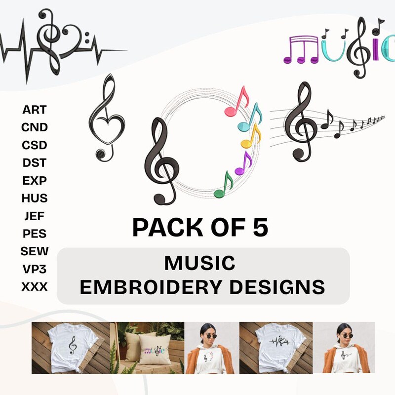Music Embroidery - Etsy