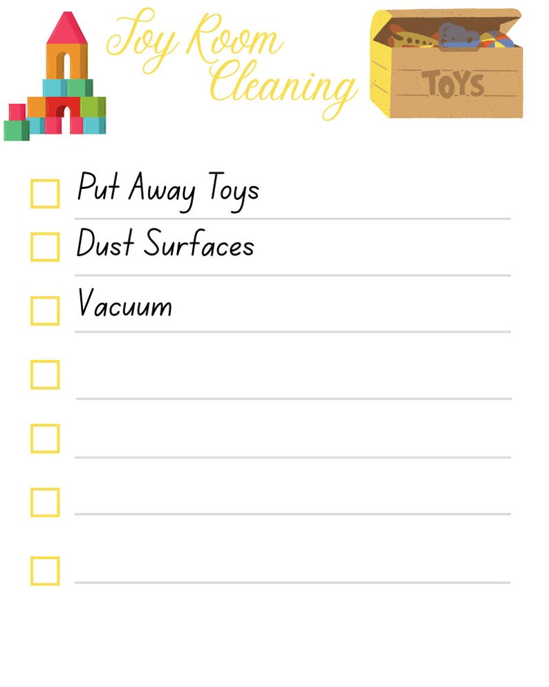Family Cleaning Checklist Bundle - Etsy