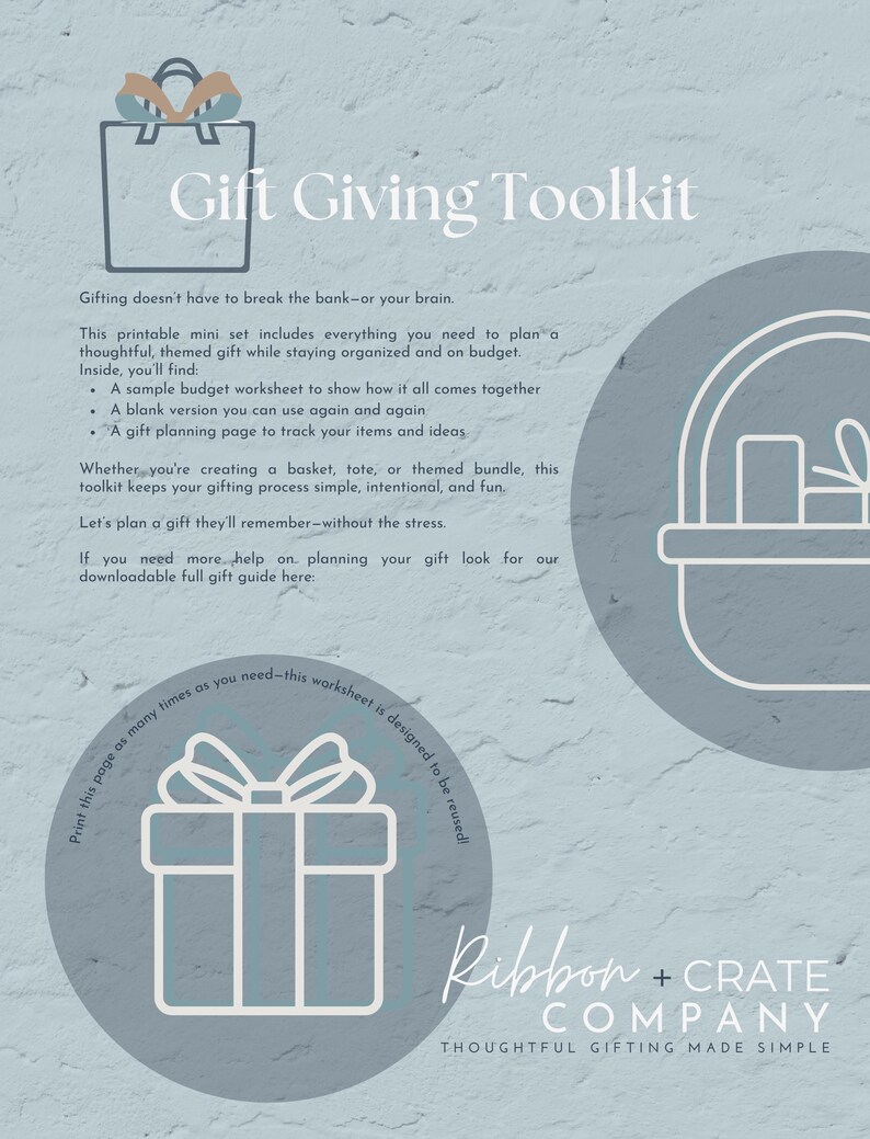 Gift Basket Budget Toolkit: Printable Planning Worksheets (digital ...