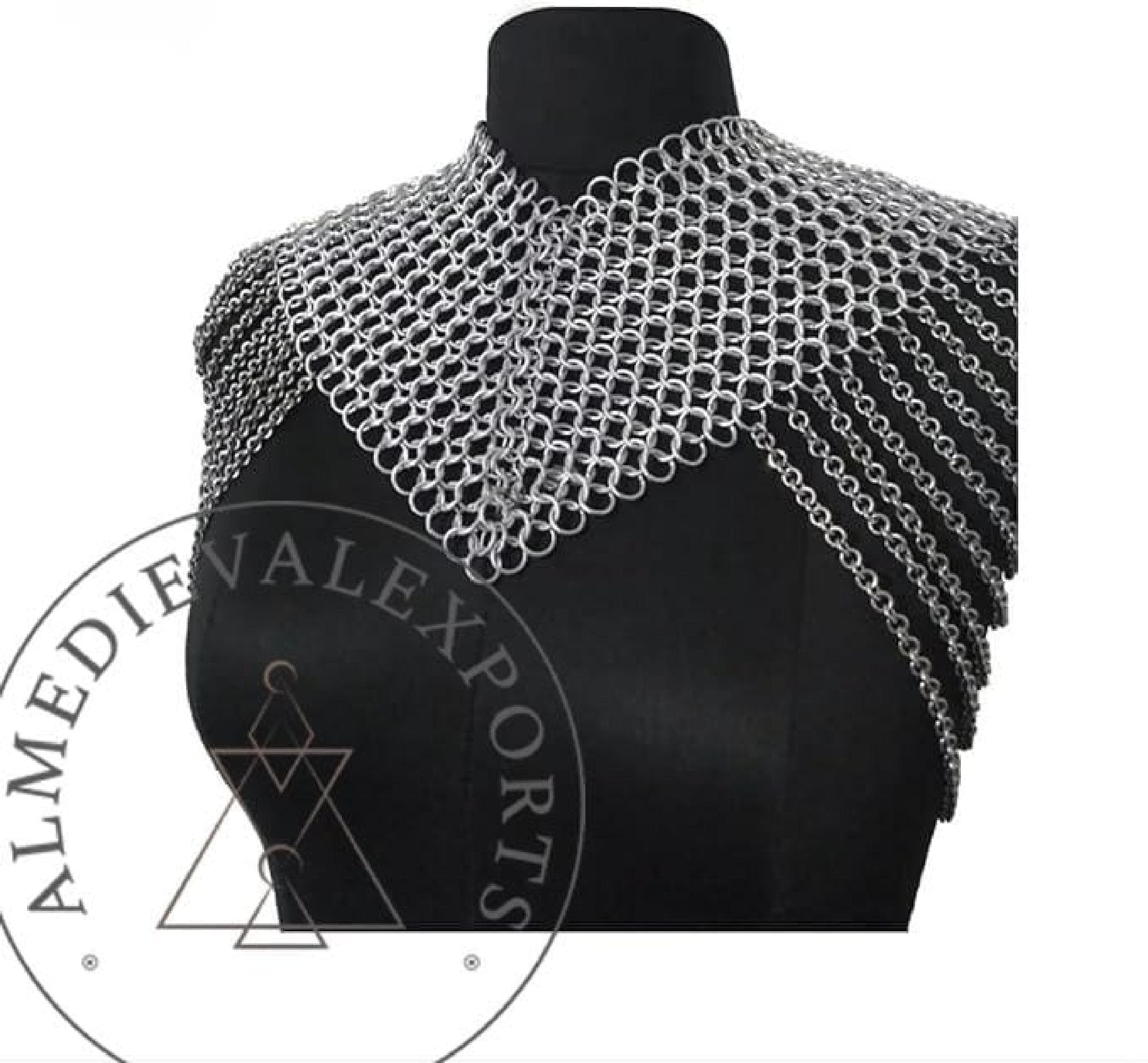 Medieval Chainmail Collar Shoulder Armor Adjustable Chainmail Chain ...