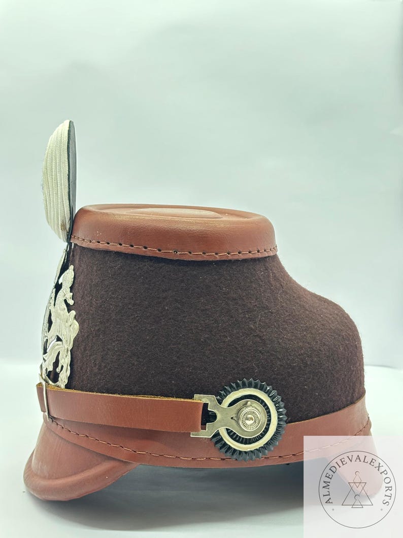 WWI German Prussian Jager Officer Shako Helmet: Brown Felt, Silver ...