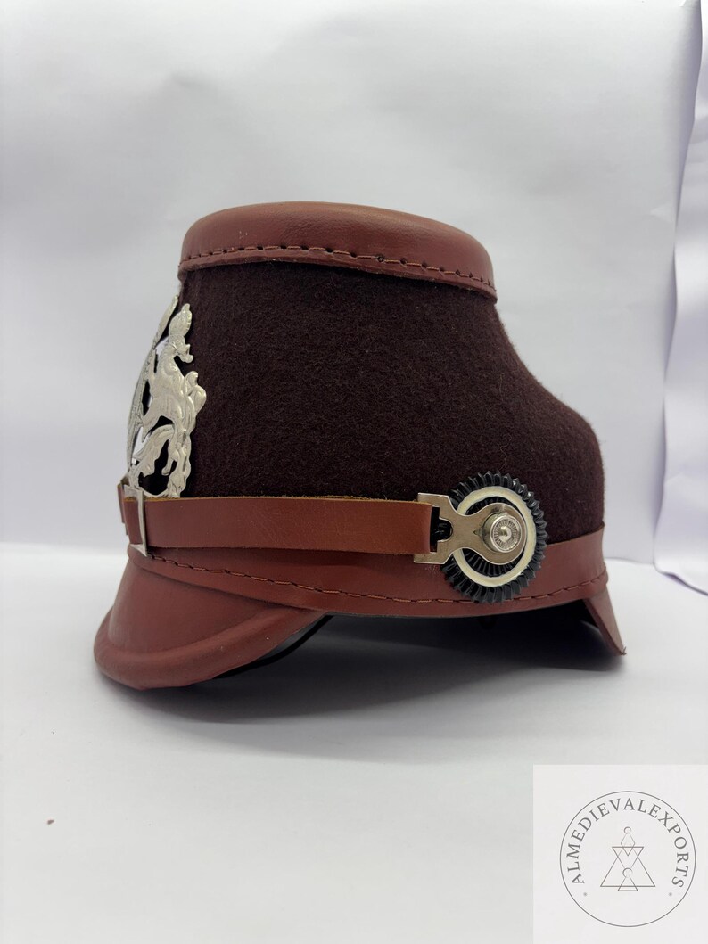 WWI German Prussian Jager Officer Shako Helmet: Brown Felt, Silver ...