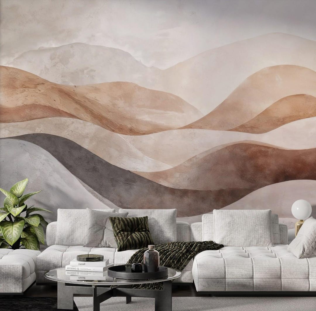 Desert Color Themed Wallpaper for Living Room Decor - Soft and Brown ...