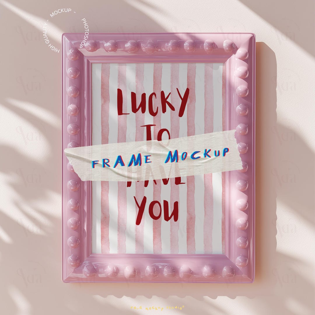 Pink Bubble Frame Mockup DIN A Glossy 3D Frame Mockup Modern Girly ...