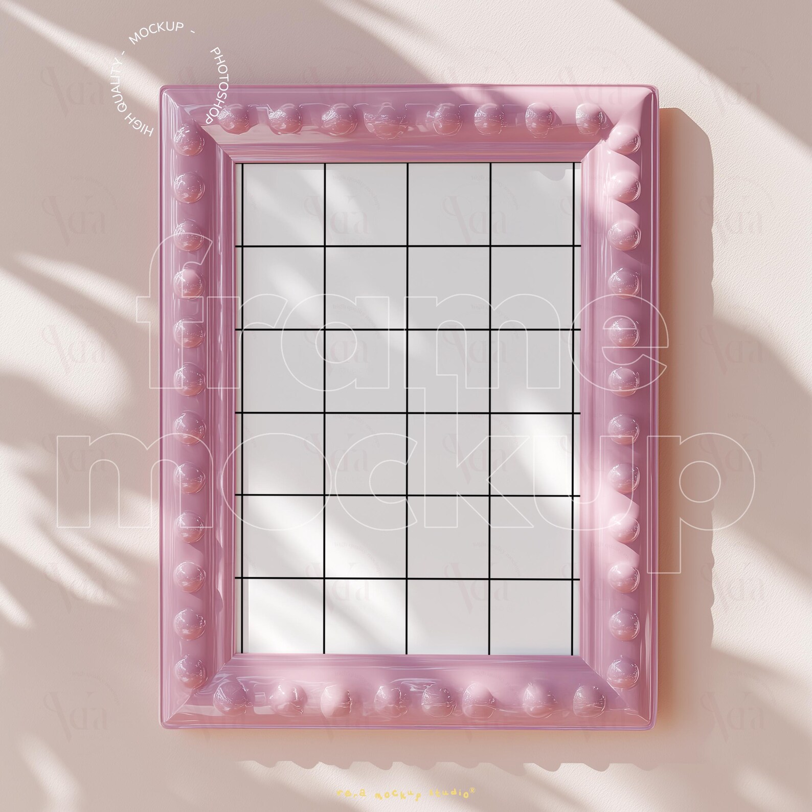 Pink Bubble Frame Mockup DIN A Glossy 3D Frame Mockup Modern Girly ...