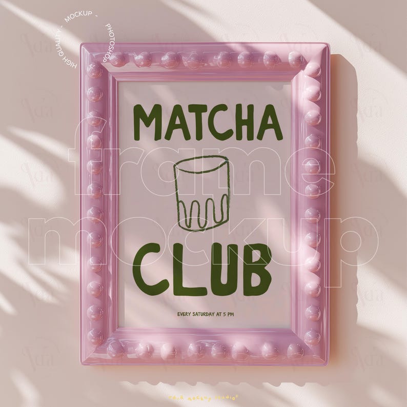 Pink Bubble Frame Mockup DIN A Glossy 3D Frame Mockup Modern Girly ...