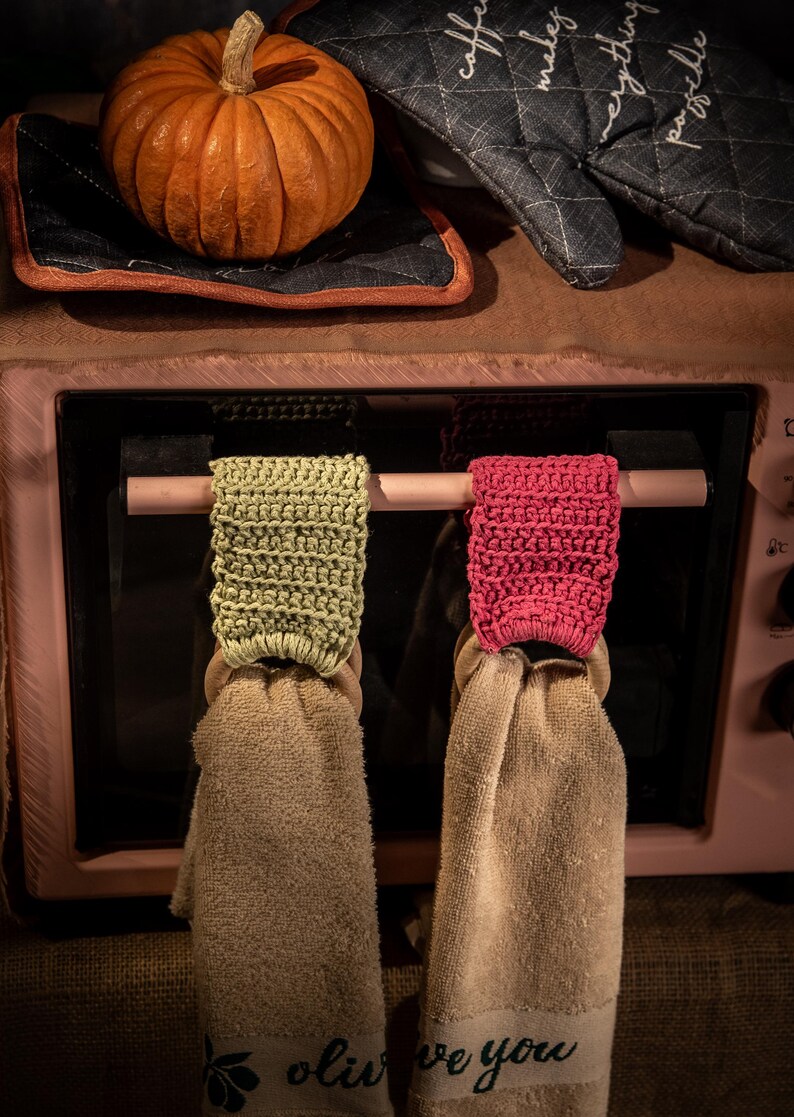 Handmade Crochet Kitchen Towel Holder: Hanging Dish Towel Ring - Etsy